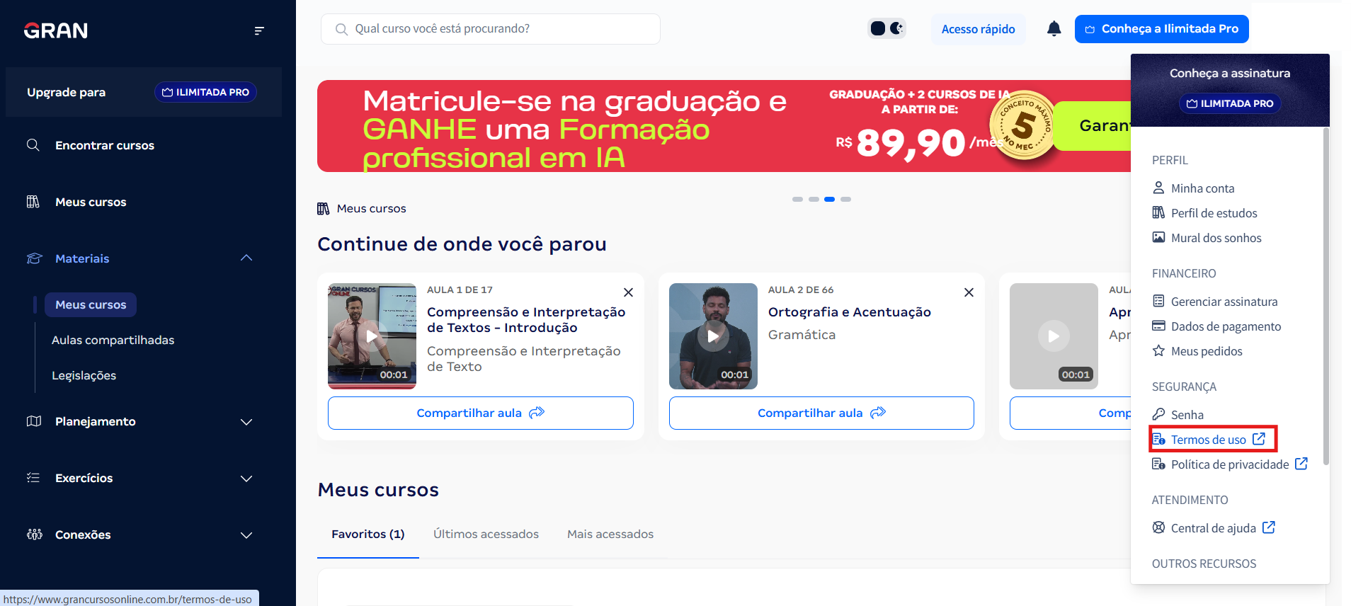 Como consultar o Contrato/Termo de Uso da Assinatura ou Curso ...